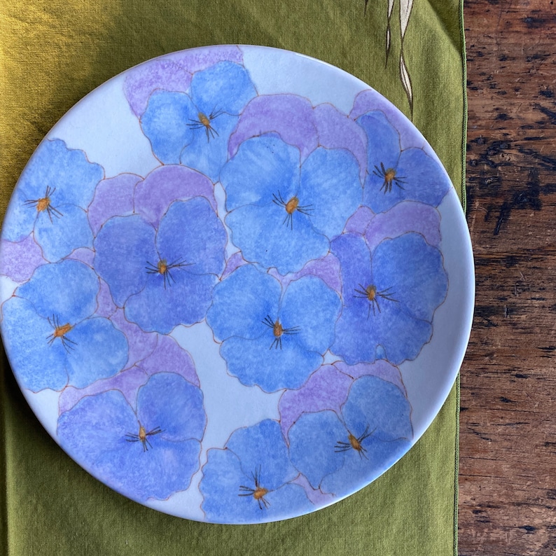 Ernestine Salerno Lunch Plate: Mid-century Hand-painted Pansy Ceramic ...