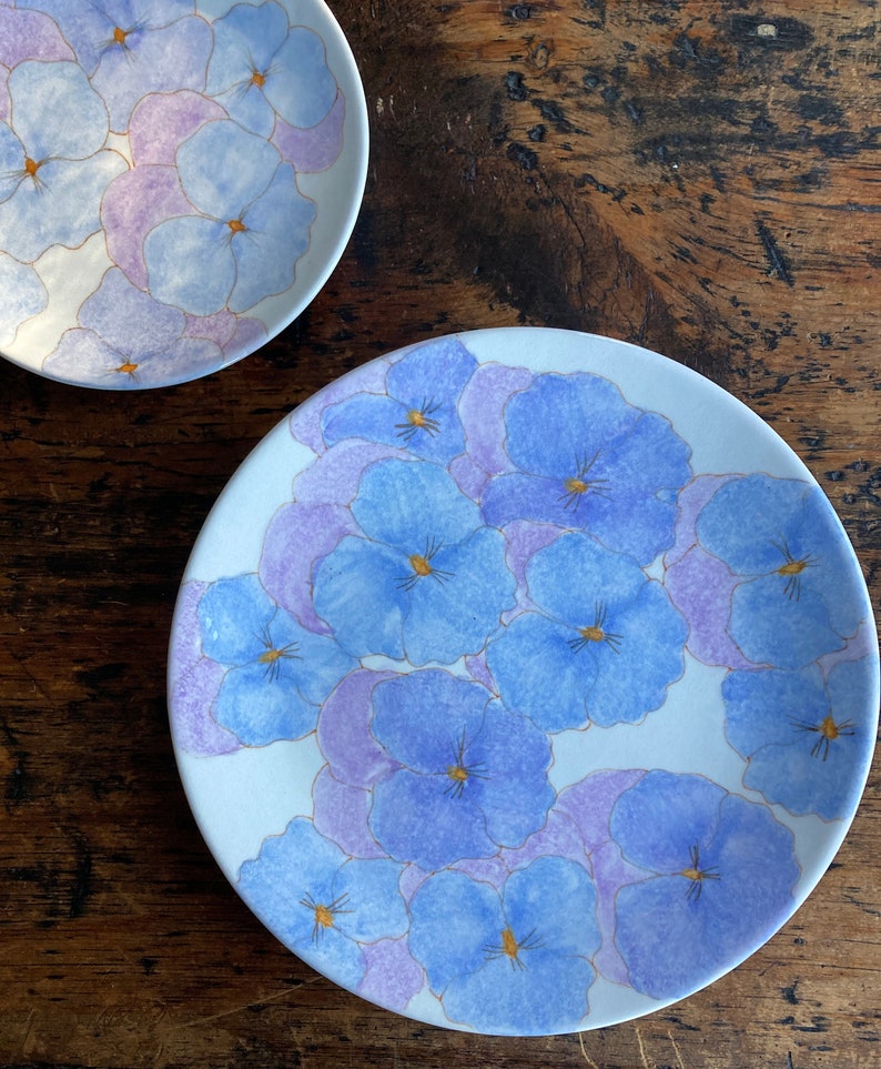 Ernestine Salerno Lunch Plate: Mid-century Hand-painted Pansy Ceramic ...