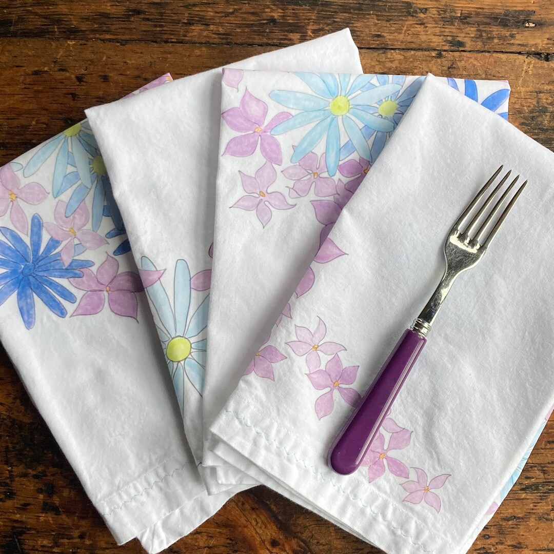 Floral Cotton Hand Decorated and Sewn Dinner Napkins. Designs Inspired ...
