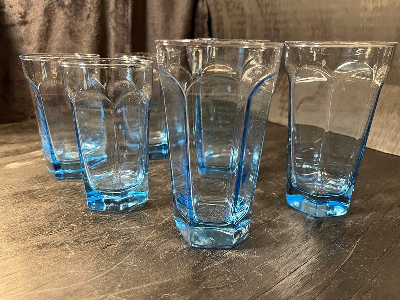 Vintage Anchor Hocking Blue Glass Water Glasses X6 - Etsy