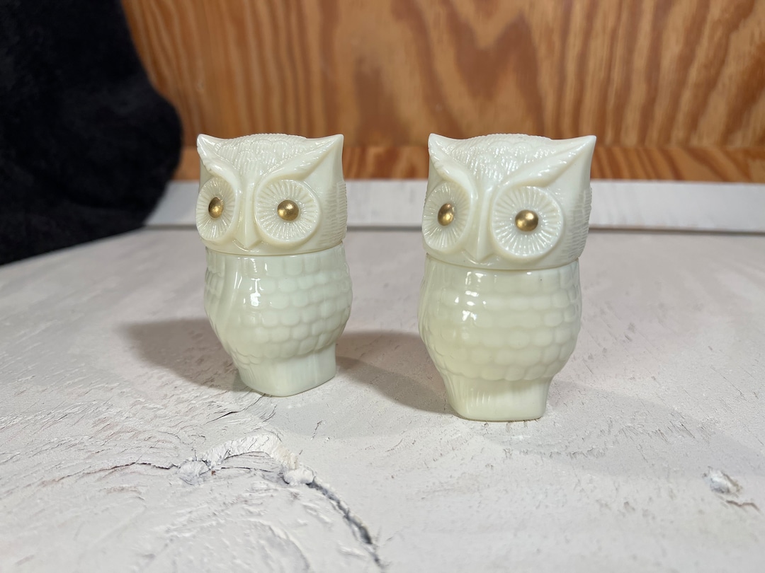 Set of 2! Vintage AVON White Owl Screw Top Containers! - Etsy