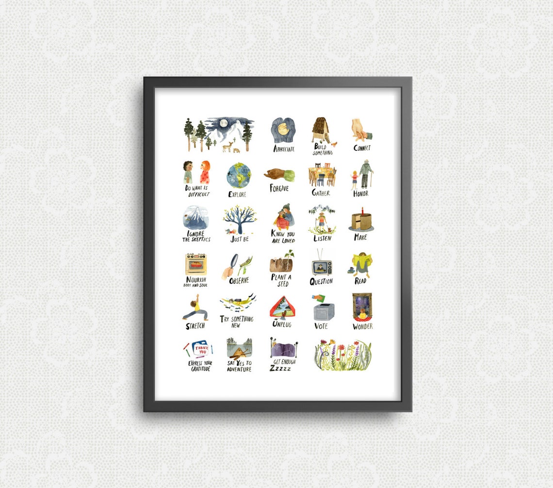 Abcs of Life Print ABC Art Poster Watercolor Alphabet Print - Etsy