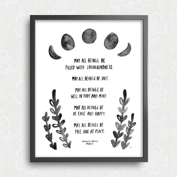 Buddhist Metta Prayer Art Print Watercolor Alphabet Poster - Etsy