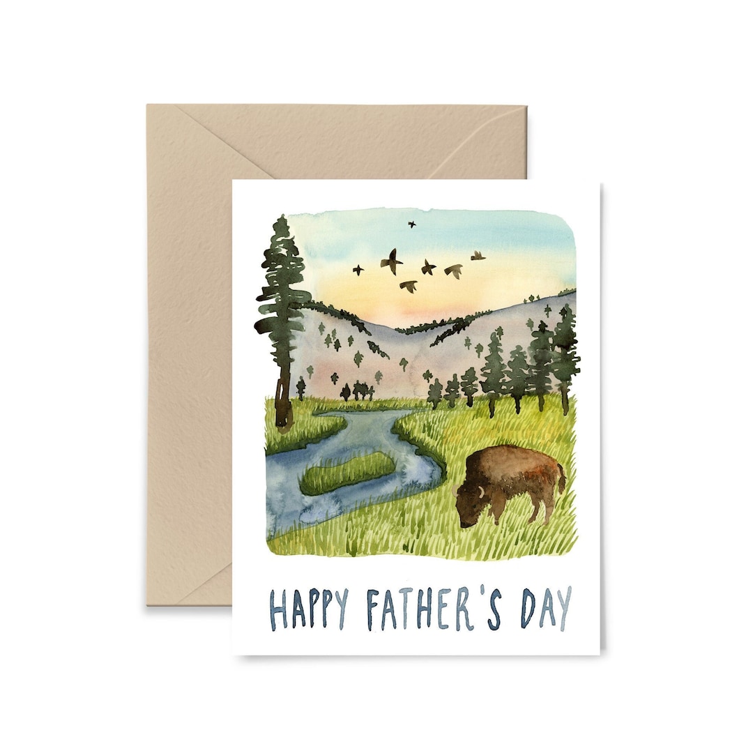 Buffalo Father's Day Watercolor Card by Little Truths Studio - Etsy