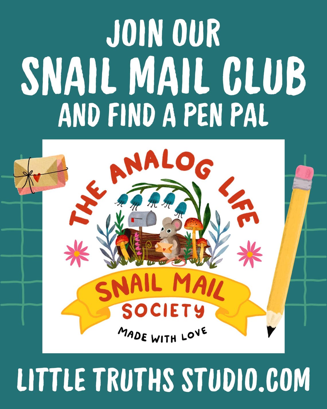 I Love Snail Mail Washi Tape, Wide Craft Tape for Letter Writing ...