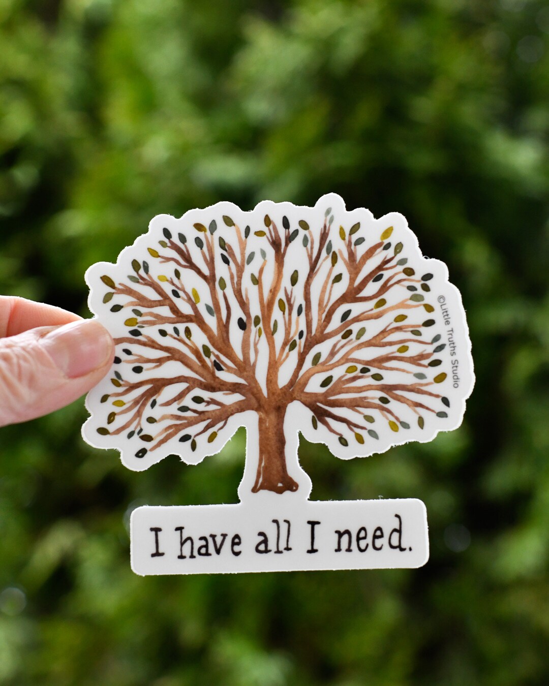I Have All I Need Vinyl Sticker, Oak Tree Laptop Decal, Minimalist ...