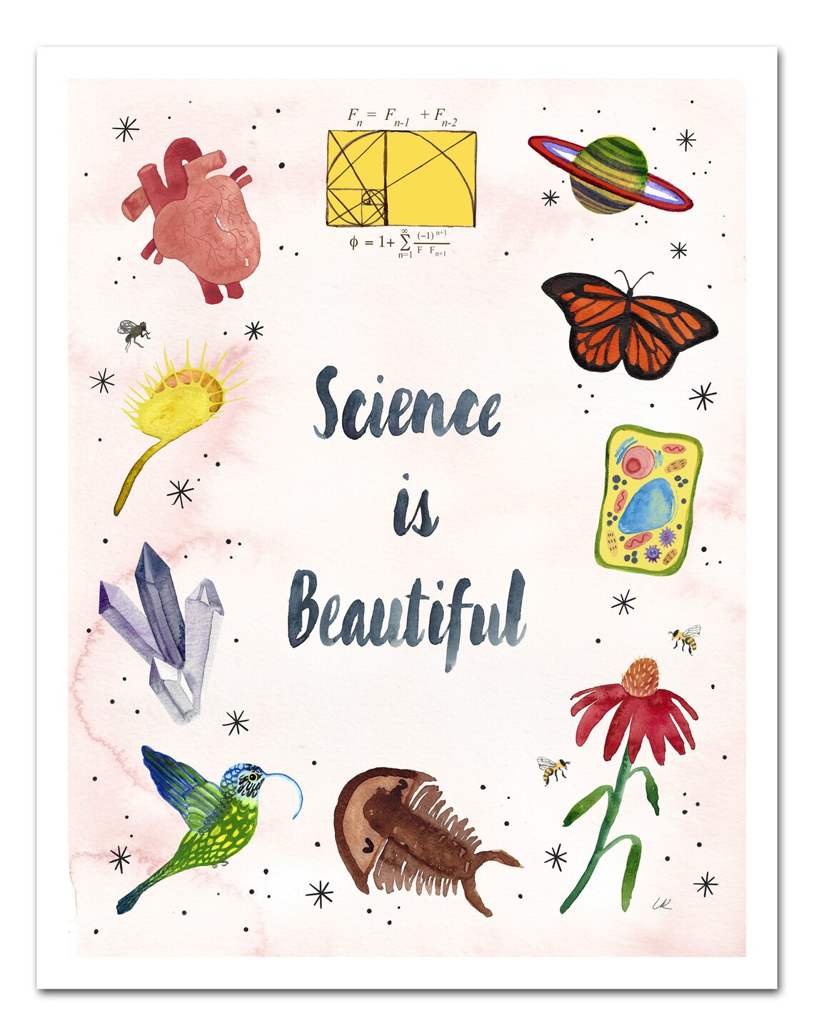 Science is Beautiful Watercolor Art Print Wall Art Rumi Home - Etsy