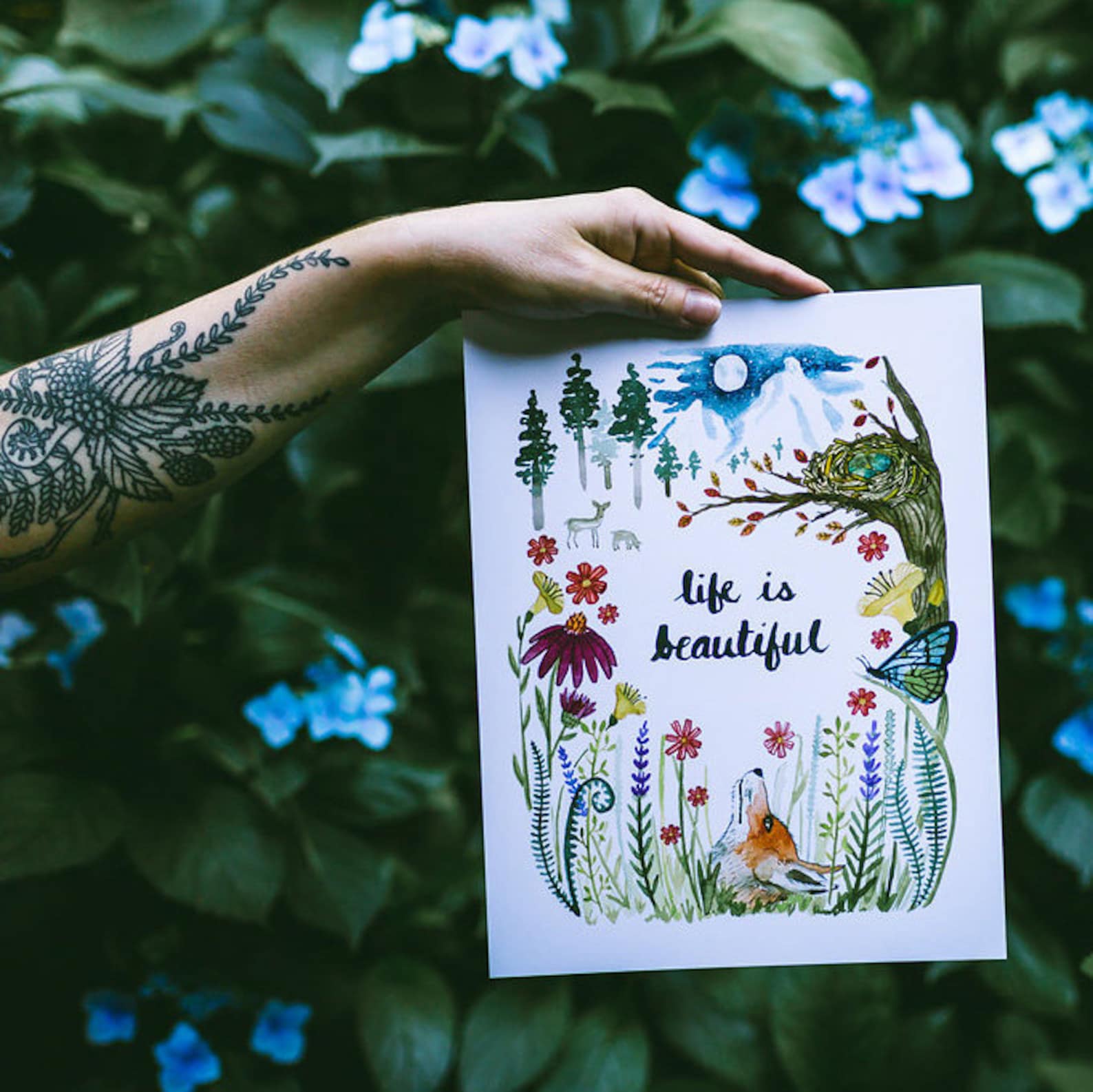 Life is Beautiful Art Print Watercolor Wall Art Adventure - Etsy