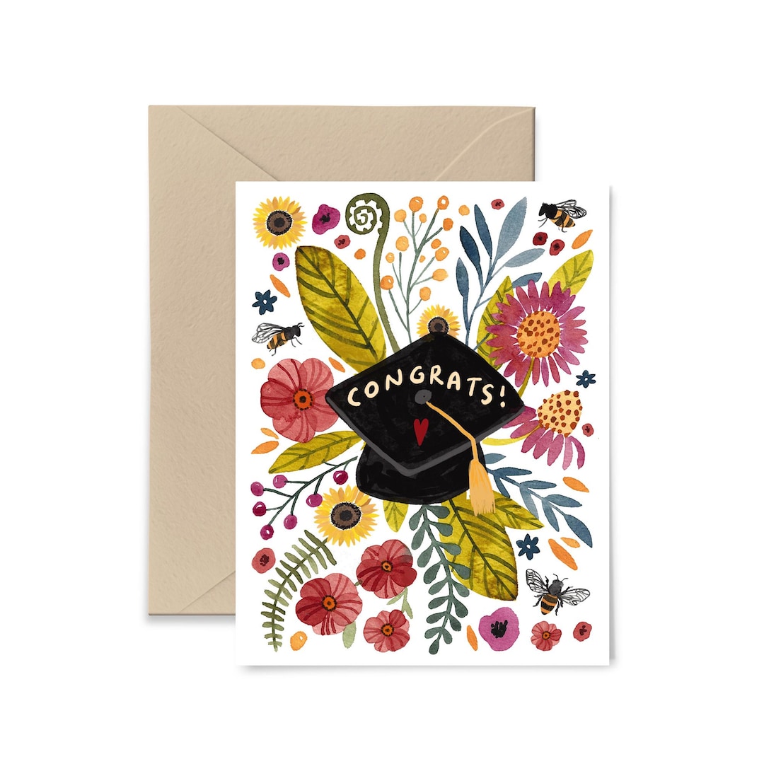 Floral Graduation Card, Colorful Blank Graduation Card by Little Truths ...