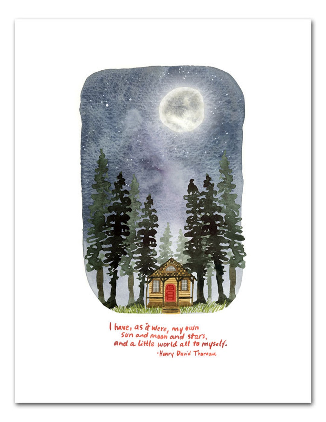 Henry David Thoreau Art Print, 8.5 X 11 Inch Watercolor Wall Art ...