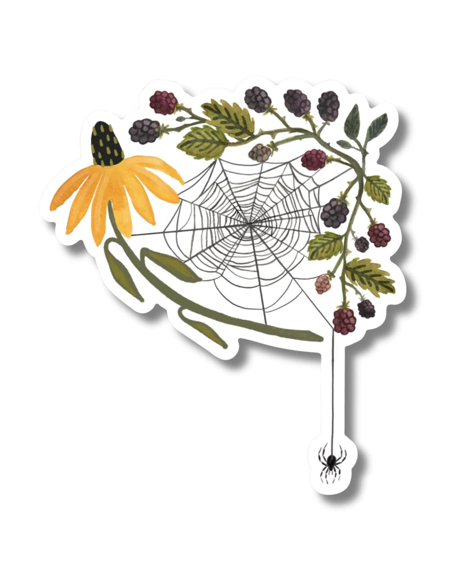 Spiderweb Sticker, Cute Fall Laptop Decal, Cozy Autumn Blackberries ...