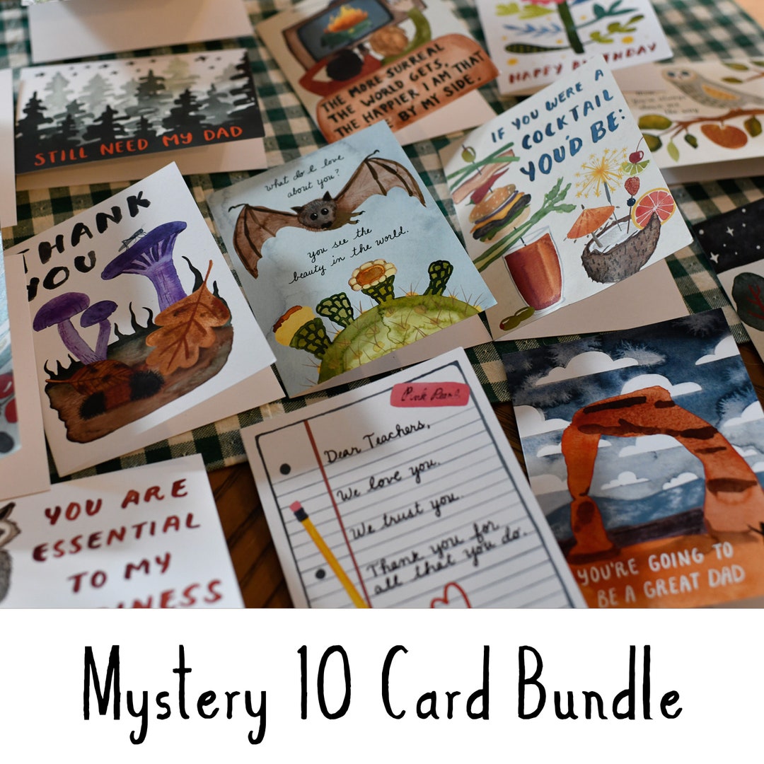 Mystery Greeting Card Bundle, Surprise Grab Bag, 10 Cards by Little ...