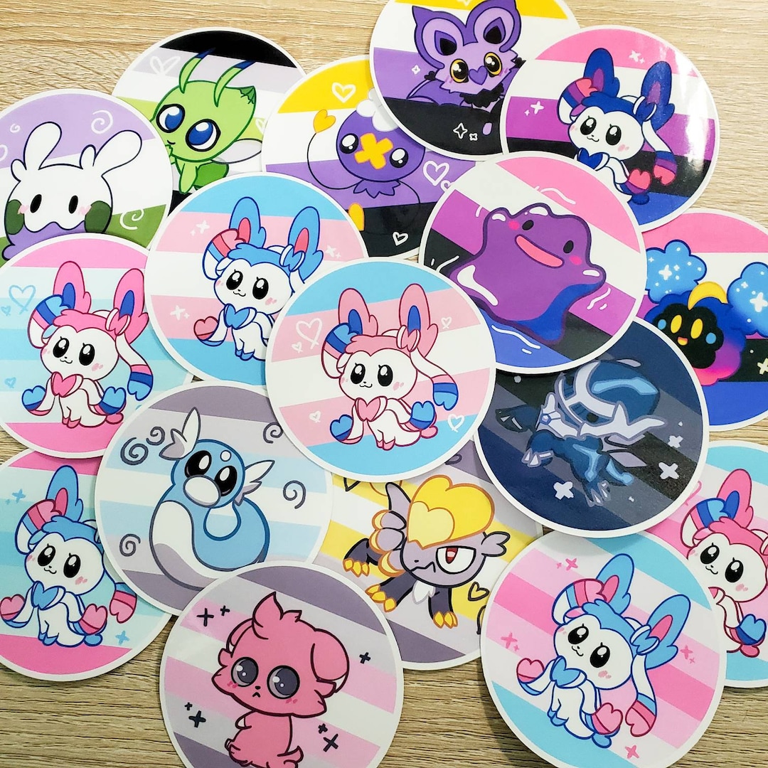 Transgender Umbrella Pokemon Round Vinyl Stickers | 3 Inches ...