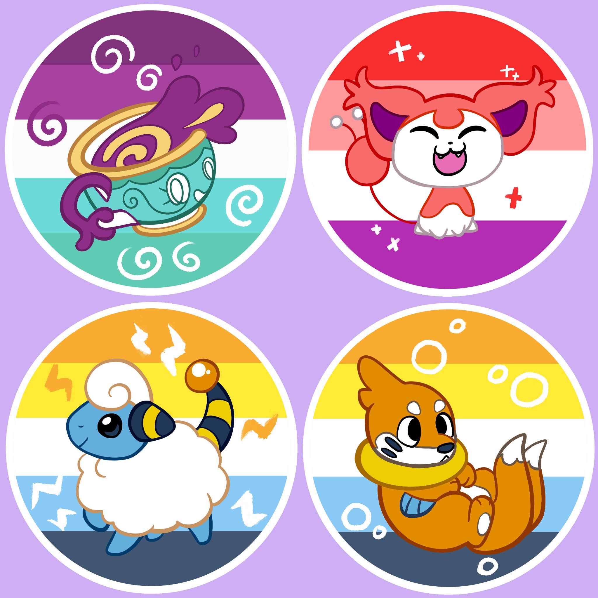 Asexual Spectrum Pokemon Round Vinyl Stickers | 3 Inches | Graysexual ...
