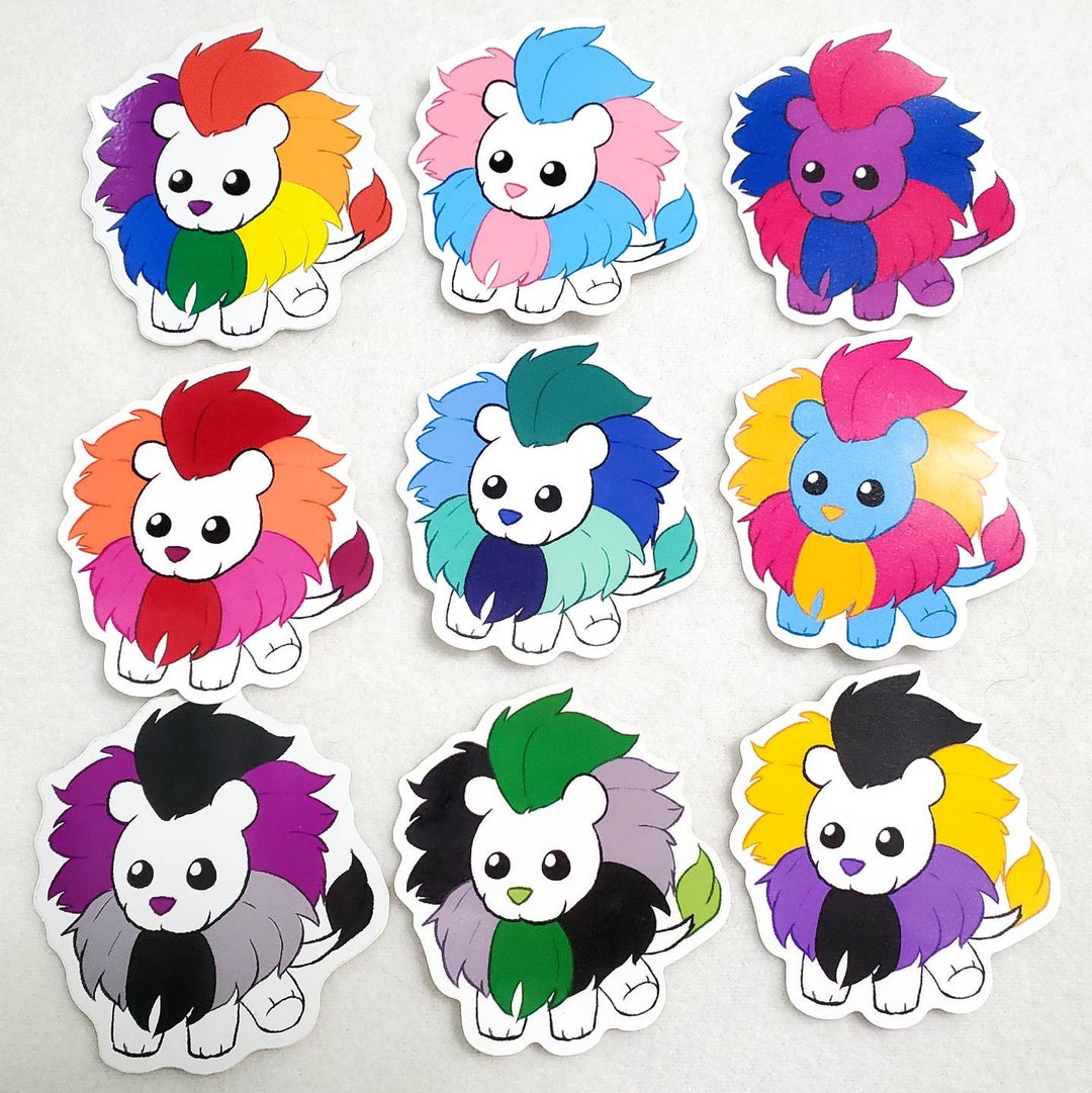 LGBTQ+ Lion Vinyl Stickers | 3 Inches | Asexual, Gay, Bisexual ...