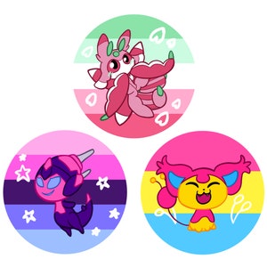 LGBTQ Set 1 Pokemon Round Vinyl Stickers 3 Inches Rainbow Gay Queer ...