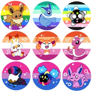 LGBTQ Set 1 Pokemon Round Vinyl Stickers 3 Inches Rainbow Gay Queer ...