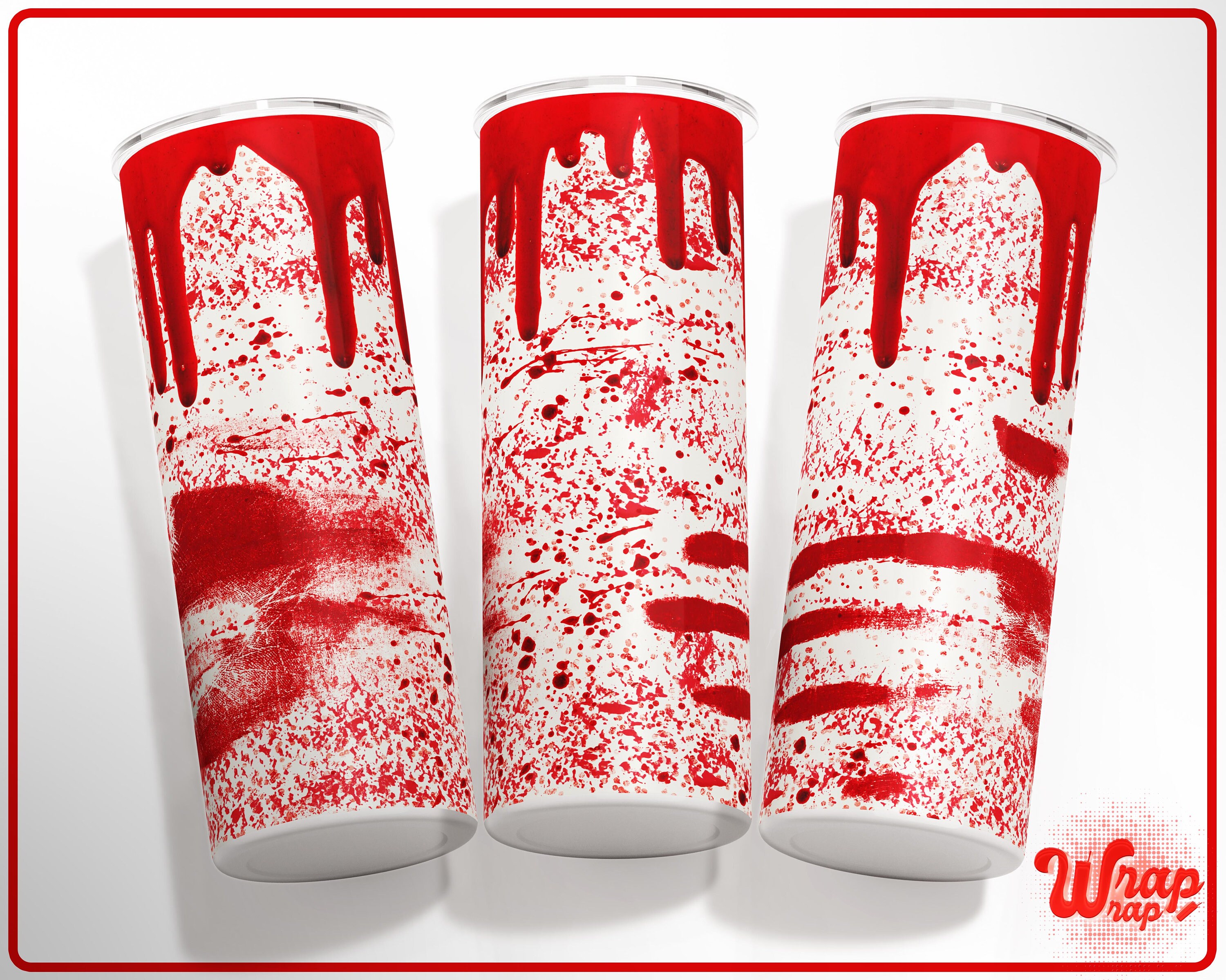 Halloween Bloody Splatter Hand Sign Tumbler Wrap, Blood Drip Horror ...