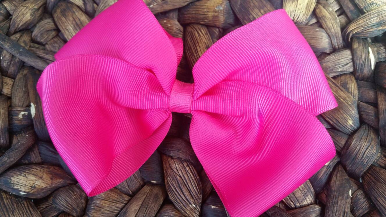 Large Shocking Pink Hair Bow / Dark Pink Bow / Big Pink Bow / | Etsy