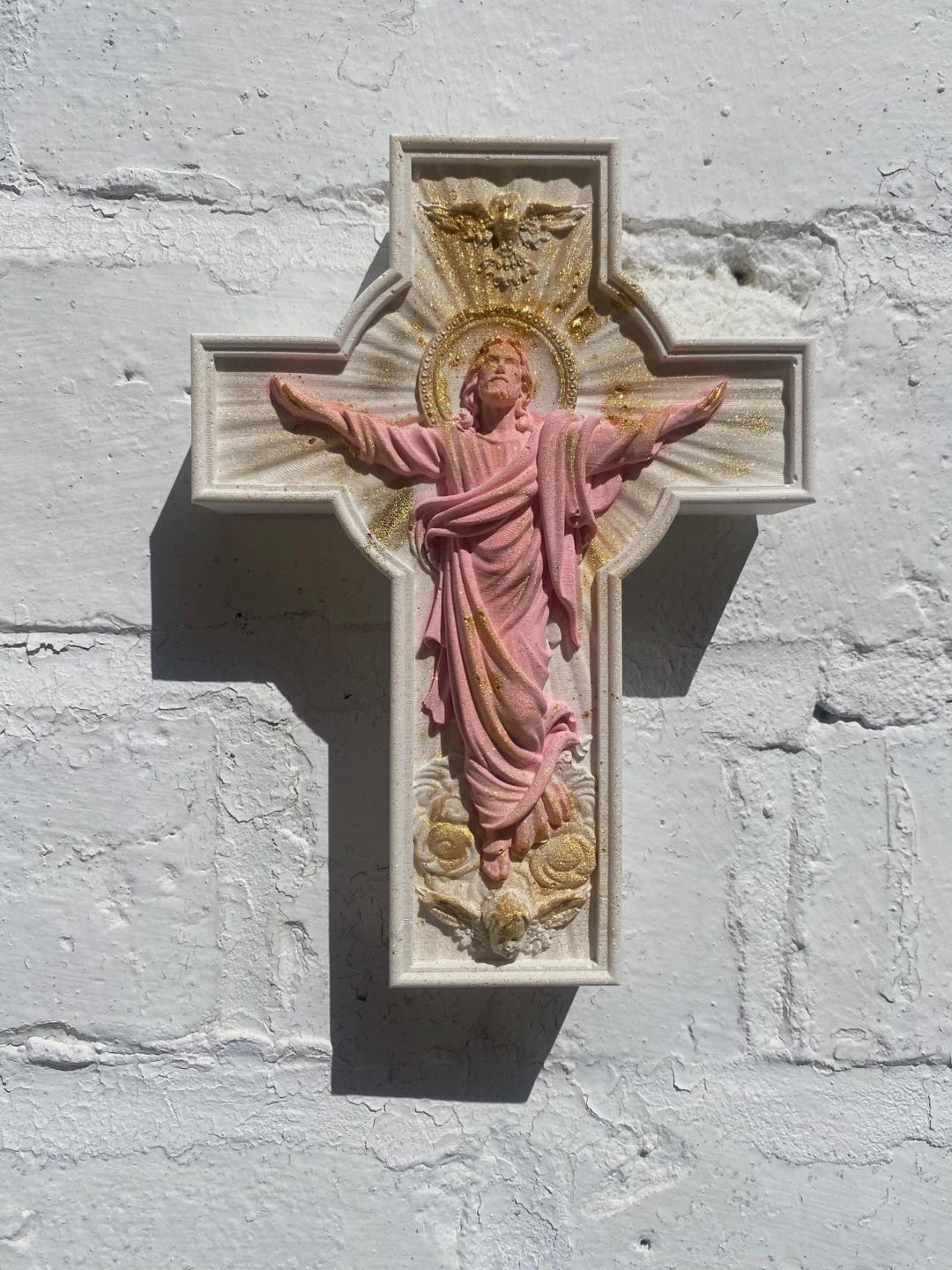 Jesus and Cross Wall Decor, Standing Ornament, Handmade. - Etsy