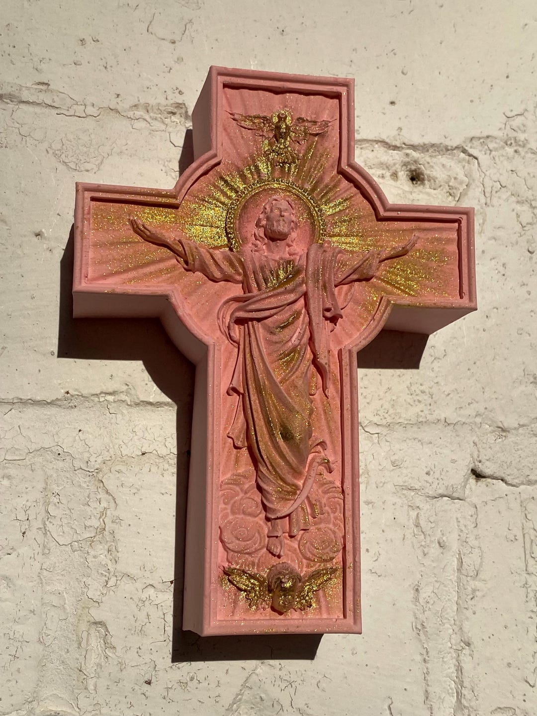 Jesus and Cross Wall Decor, Standing Ornament, Handmade. - Etsy