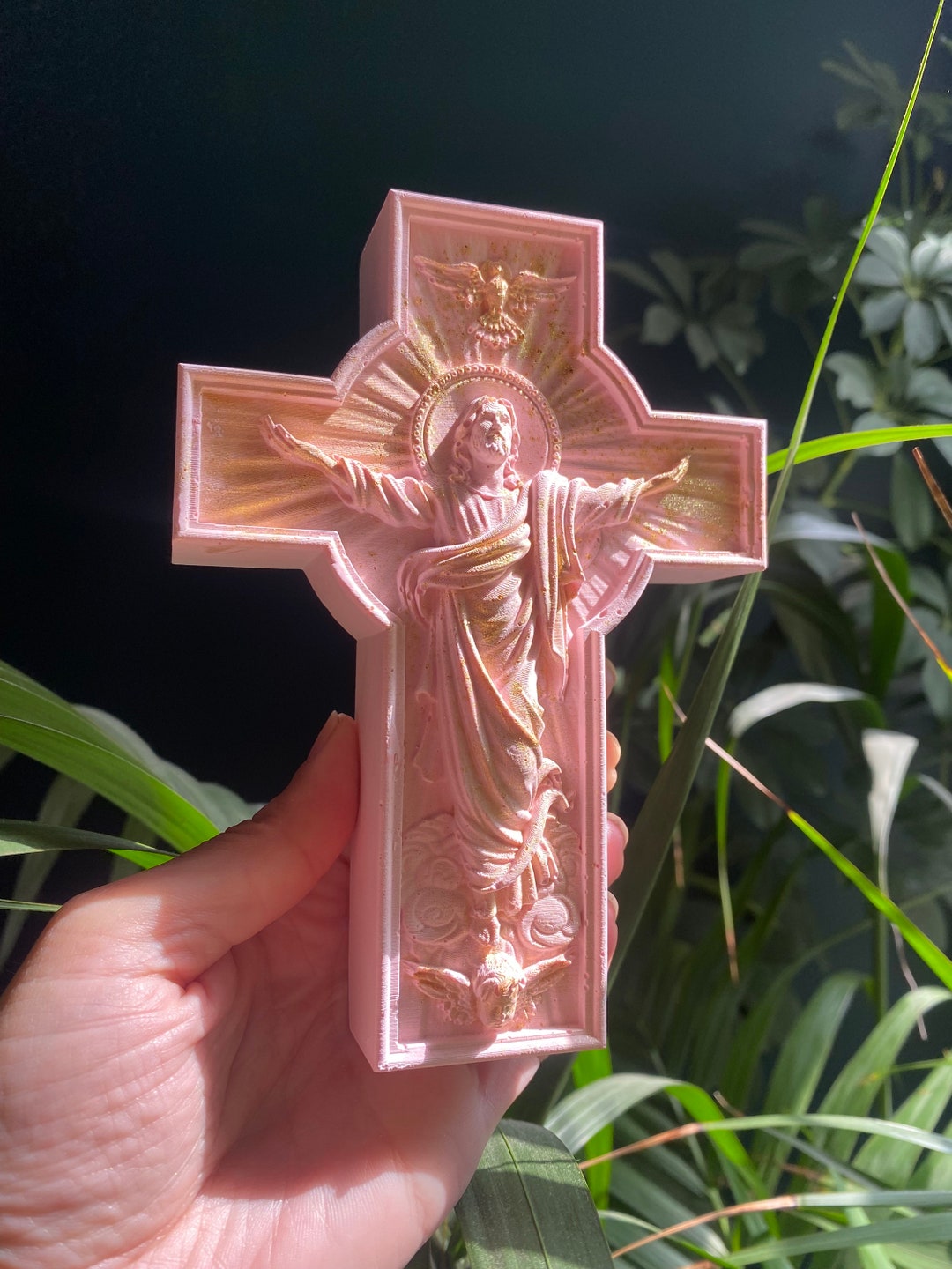 Jesus and Cross Wall Decor, Standing Ornament, Handmade. - Etsy