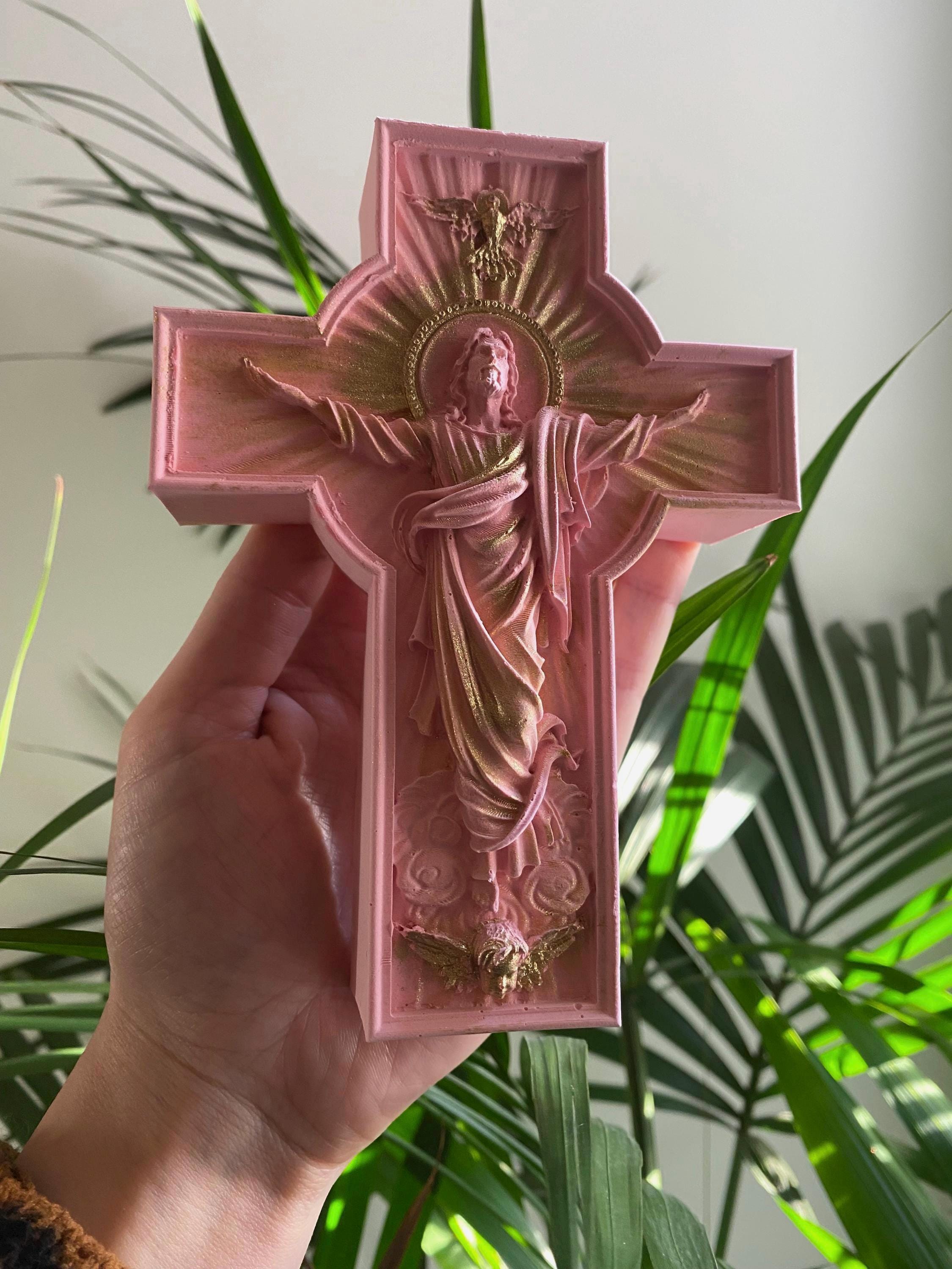 Jesus and Cross Wall Decor, Standing Ornament, Handmade. - Etsy