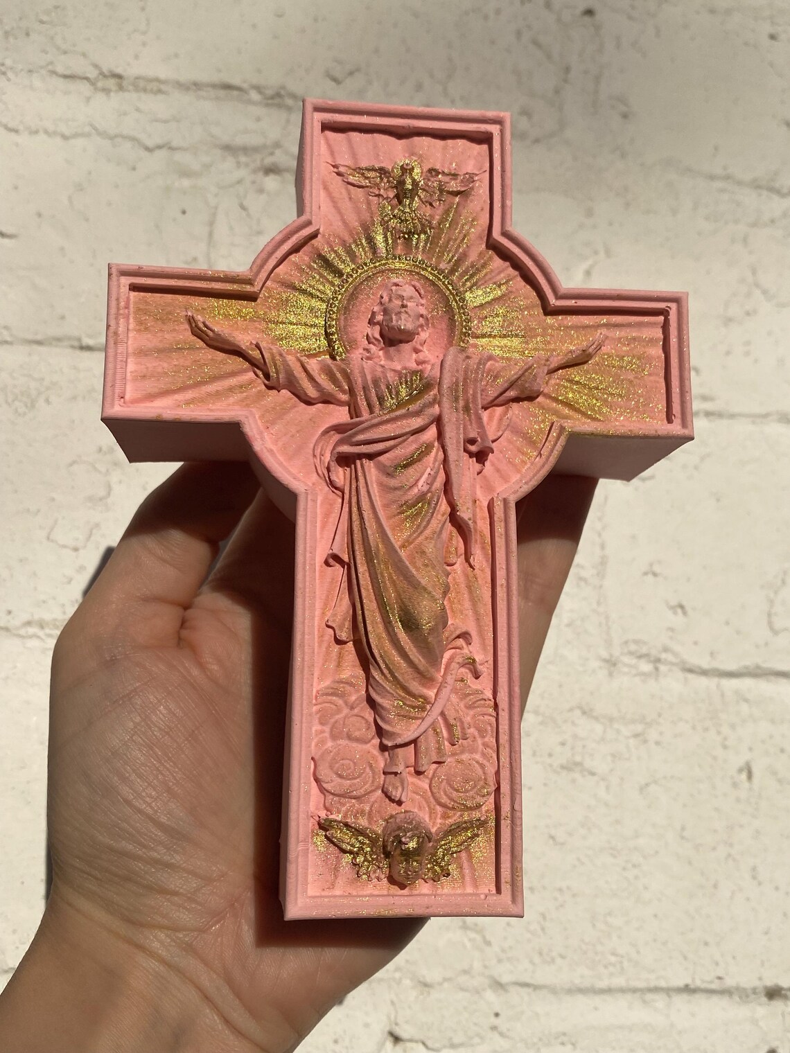 Jesus and Cross Wall Decor, Standing Ornament, Handmade. - Etsy