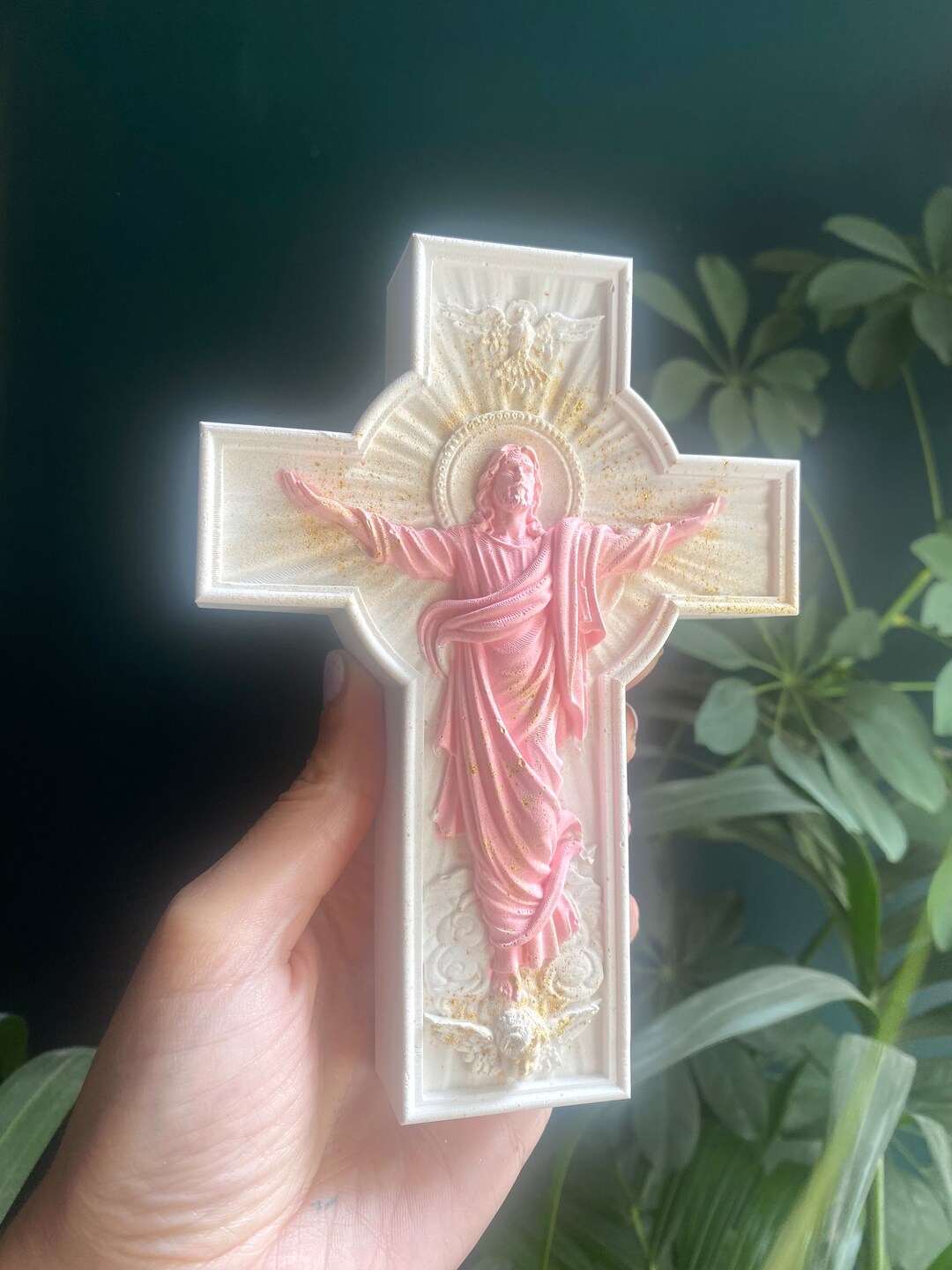 Jesus and Cross Wall Decor, Standing Ornament, Handmade. - Etsy