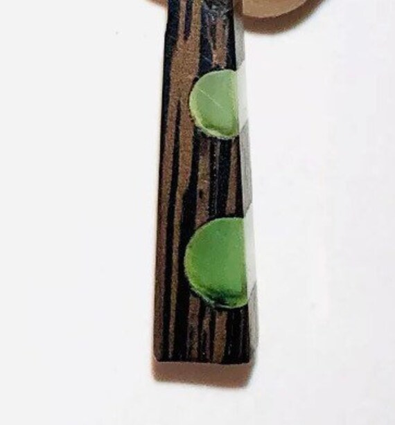 SALE NOW 60s 70’s MCM Pendant Teak Wood Green Resin M… - Gem