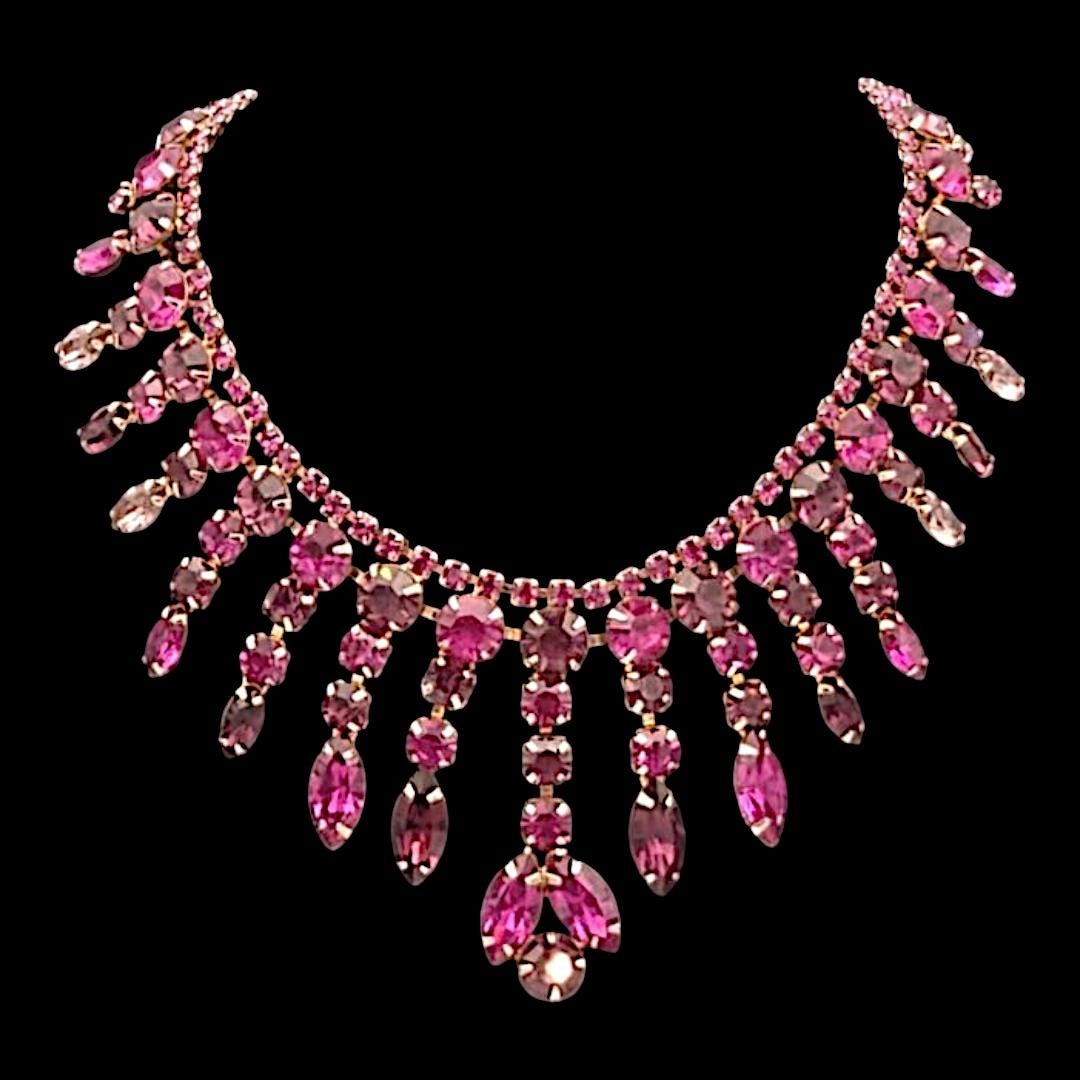 Rhinestone Bib Necklace, Fuchsia, Purple and Lavender Rhinestone Bib ...