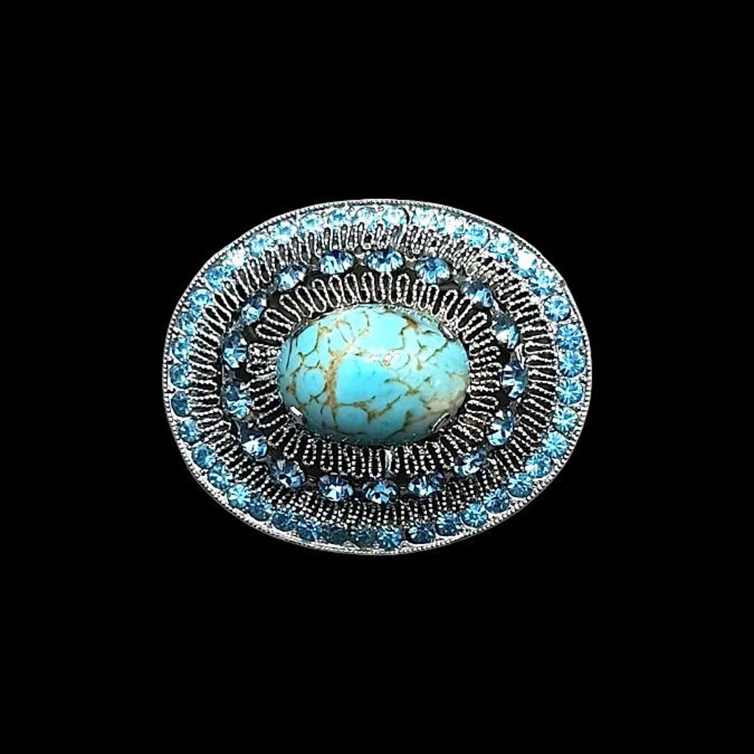 Light Blue Rhinestone and Hubbell Glass Austrian Brooch - Etsy