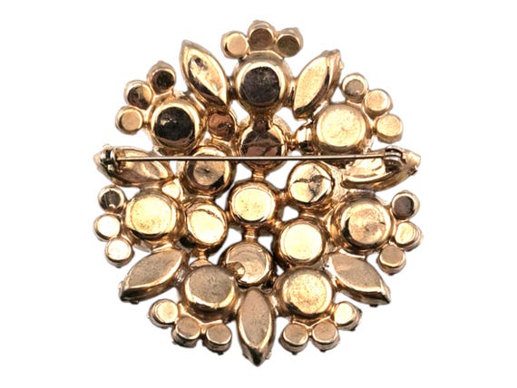 Yellow Rhinestone Brooch, Huge Layered True Jonquil Y… - Gem