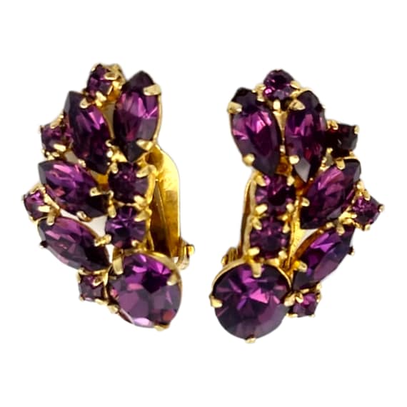 purple rhinestone earrings - Gem