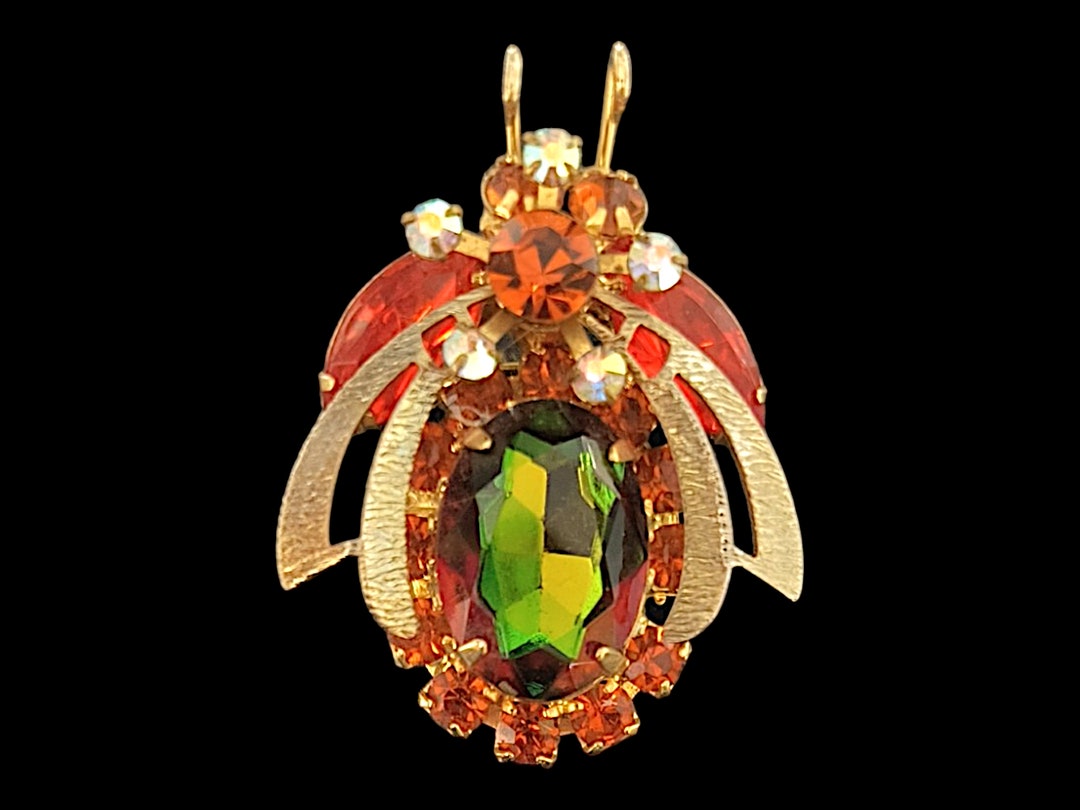 Juliana Bug or Winged Insect Brooch, Watermelon Rhinestone Body! - Etsy