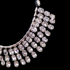 Weiss Rhinestone Bib Necklace, Clear Oval and Chaton Rhinestones ...