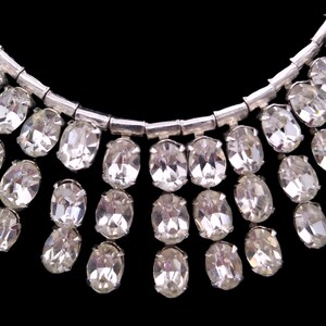 Weiss Rhinestone Bib Necklace, Clear Oval and Chaton Rhinestones ...