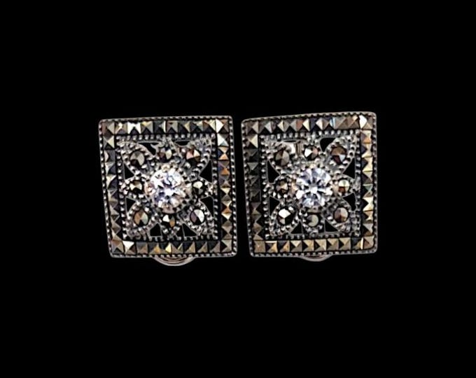 Judith Jack Sterling Silver Marcasite Clip Earrings - Etsy