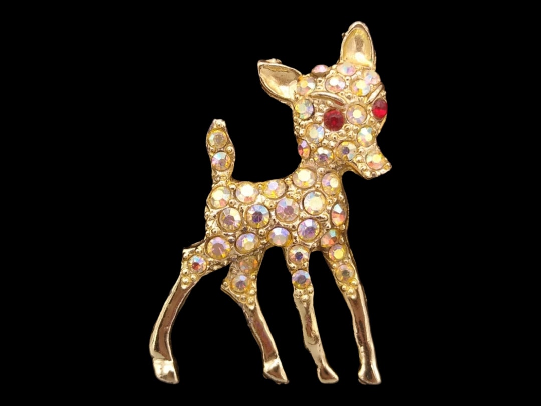 Oh Deer Cutest Deer Figural Brooch With Pavé Set Aurora Borealis ...
