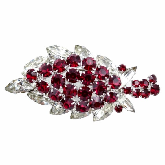 Vintage Icy Rhinestone Brooch 1950s Mid Century Bling - Gem