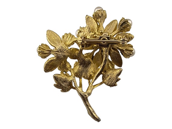Flower Bouquet Brooch, Gold Tone Metal Flower Bouquet… - Gem