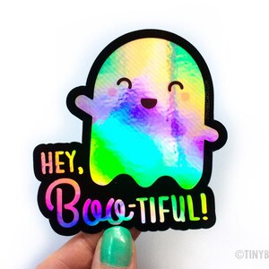 Cute Holographic Ghost Sticker "you're Boo-tiful" - Halloween Sticker ...