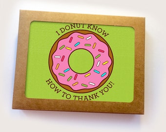 Funny Thank You Card Donut Pun Card Thank you note greeting | Etsy