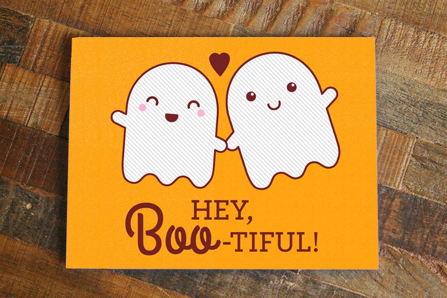 Funny Halloween Love Card Hey Boo-tiful | Etsy