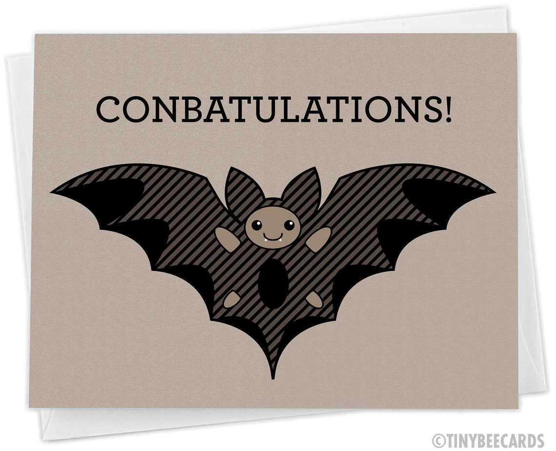 Conbatulations Bat Greeting Card Congratulations Animal Card | Etsy