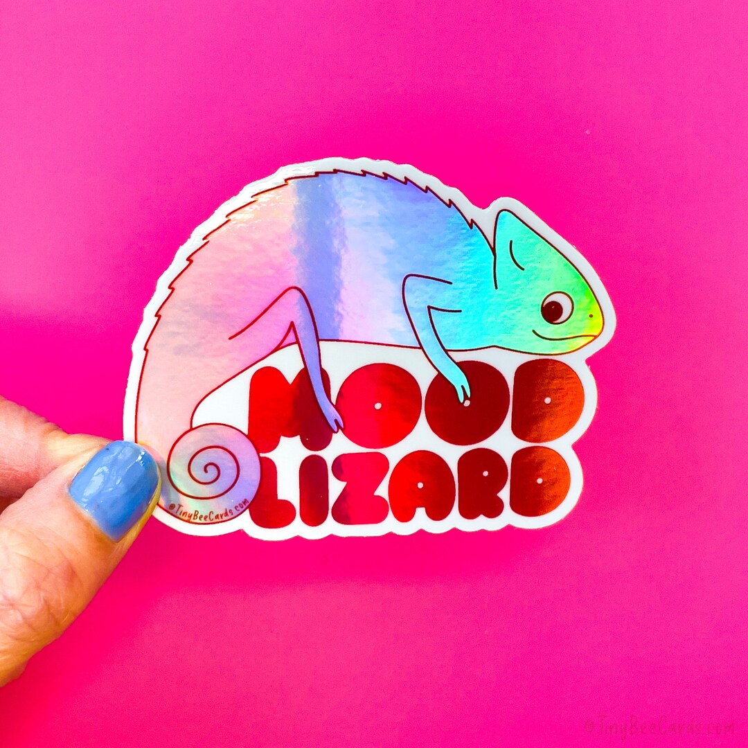 Chameleon Sticker mood Lizard Rainbow Holographic Vinyl Sticker ...