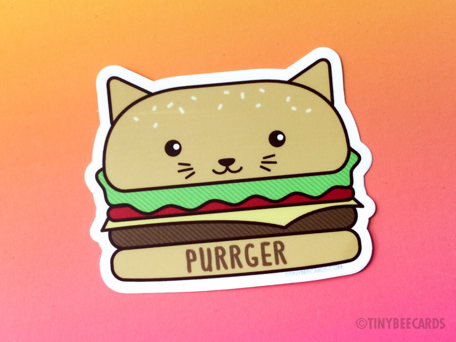 Burger Cat Vinyl Sticker purrger Kawaii Cat - Etsy