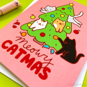 Cat Lover Christmas Card "meowy Catmas" - Funny Cats Destroying ...