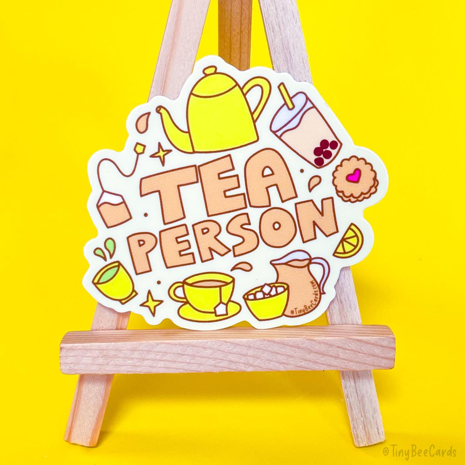 Tea Person Vinyl Sticker, Gift for Tea Lover, Green Black Iced Boba Etc ...