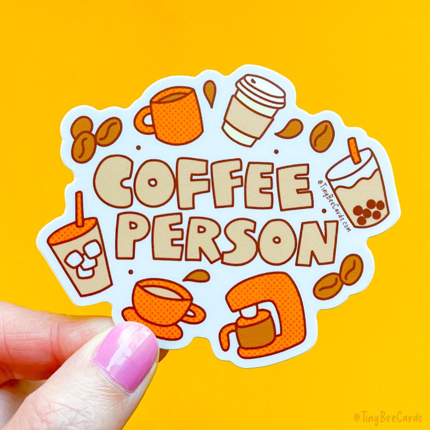 Coffee Person Vinyl Sticker, Gift for Coffee Lover, Hot Iced Boba Drip ...